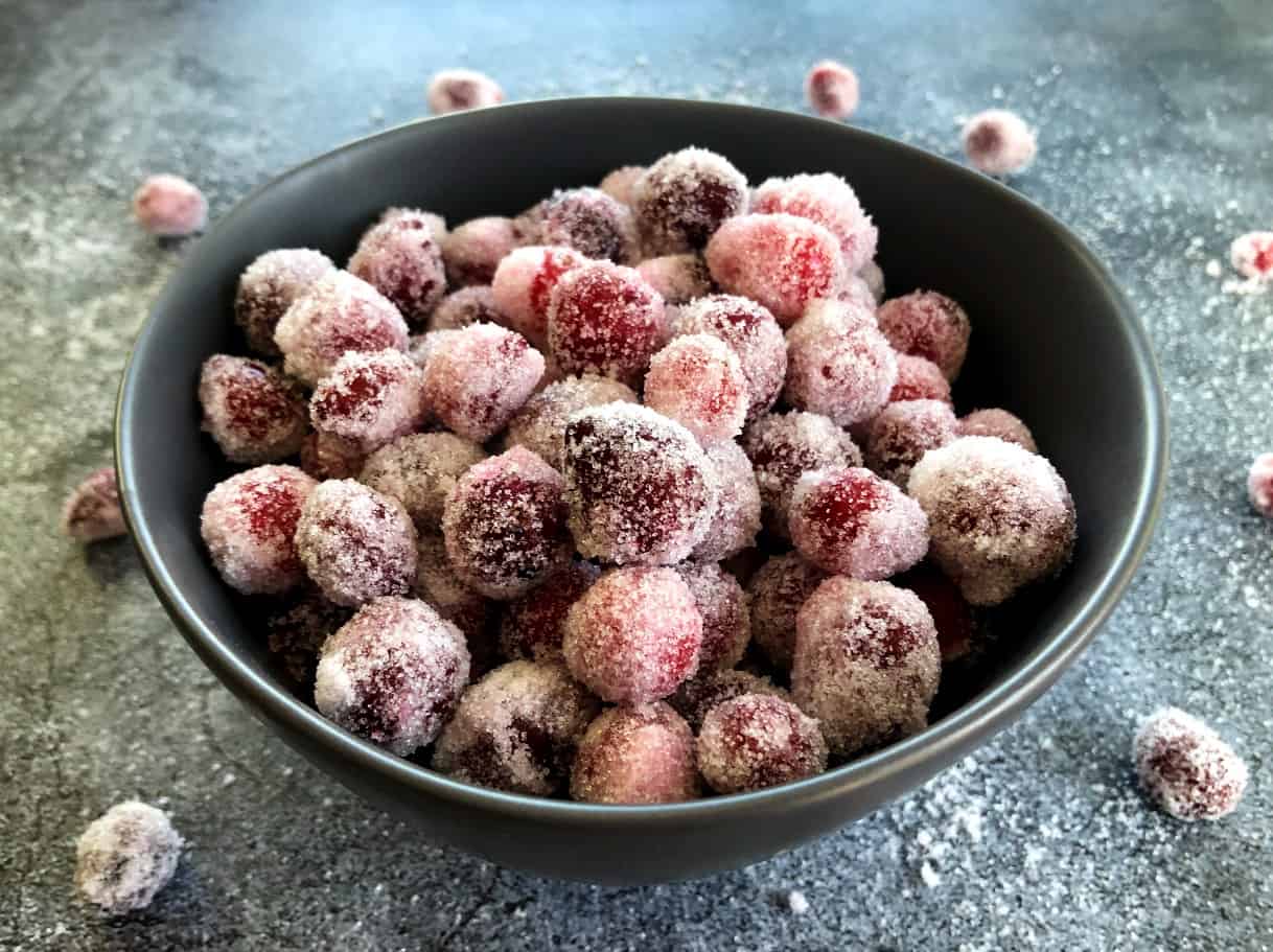 Boozy Sugared Cranberries | EmilyFabulous