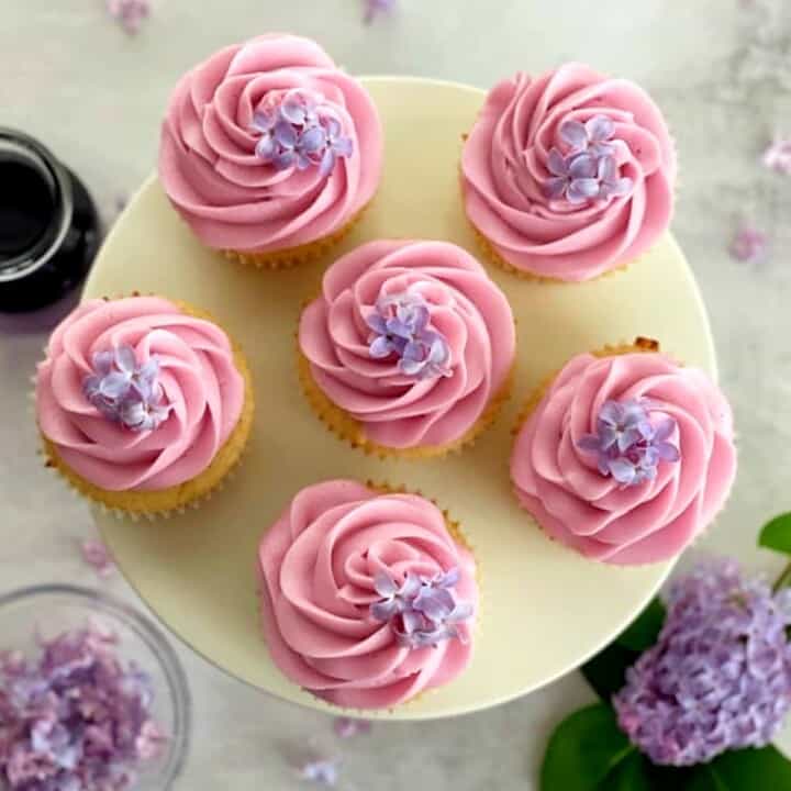 Lilac Cupcakes with Lilac Buttercream Frosting | EmilyFabulous