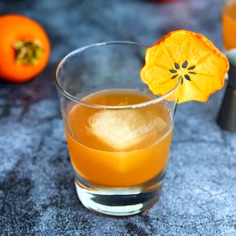 Bourbon Persimmon Cocktail | Old Fashioned | EmilyFabulous