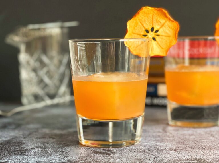 Bourbon Persimmon Cocktail | Old Fashioned | EmilyFabulous